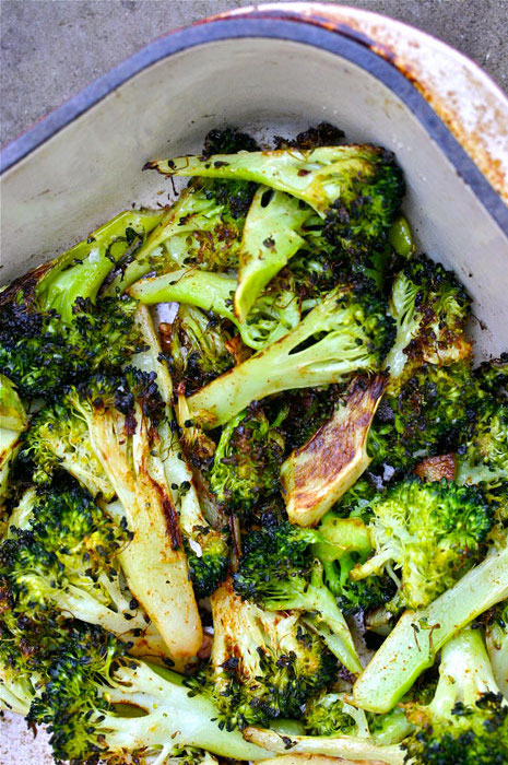 Roasted Broccoli with Garlic Chips & Spanish Paprika - Nourish Evolution